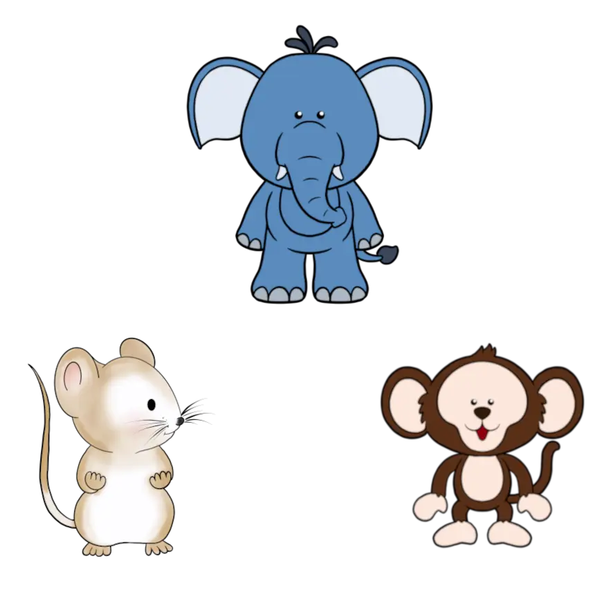 Elephant Mouse Monkey